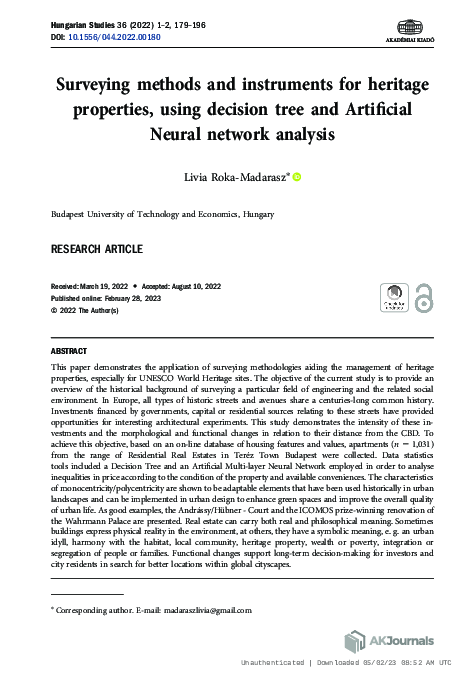 (PDF) SURVEYING METHODS AND INSTRUMENTS FOR HERITAGE PROPERTIES, Using Decision Tree and ...