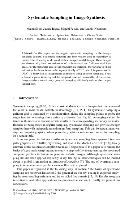(PDF) Systematic Sampling in Image-Synthesis