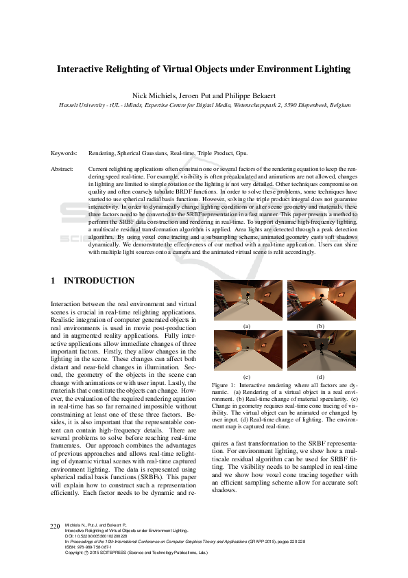 (PDF) Interactive Relighting of Virtual Objects under Environment Lighting