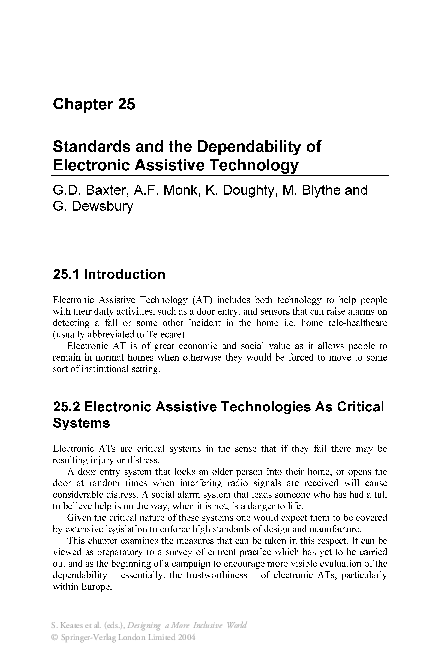 (PDF) Standards and the Dependability of Electronic Assistive ...