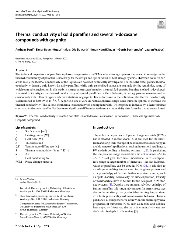 (PDF) Thermal conductivity of solid paraffins and several n-docosane ...