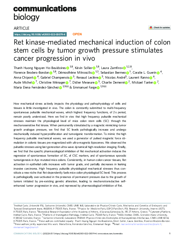 (PDF) Ret kinase-mediated mechanical induction of colon stem cells by ...