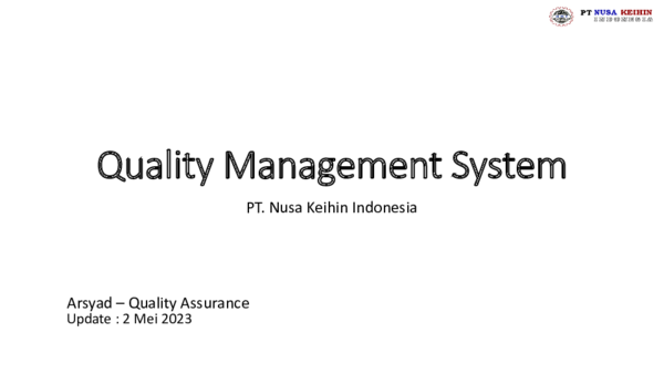 (PDF) Materi Training - Quality Management System