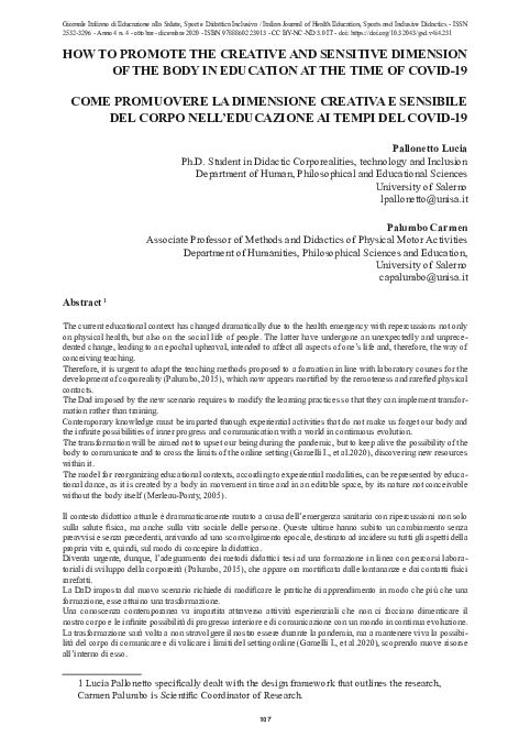 (PDF) How to promote the creative and sensitive dimension of the body ...