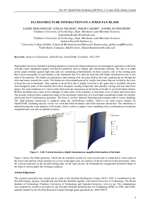 (PDF) Fluid-Structure Interaction on a Fixed Fan Blade
