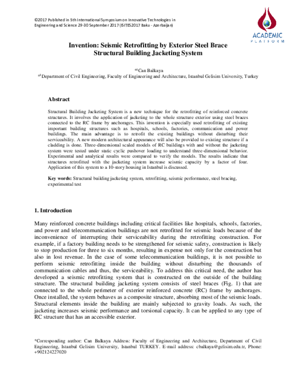 (PDF) Invention: Seismic Retrofitting by Exterior Steel Brace Structural Building Jacketing System