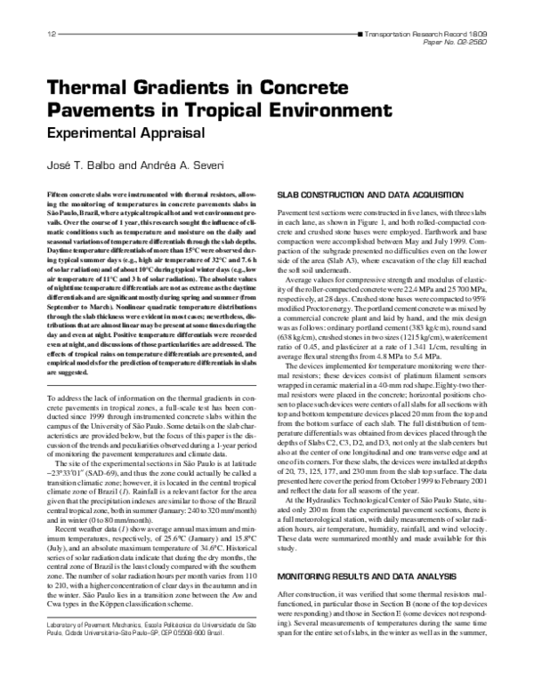 (PDF) Thermal Gradients in Concrete Pavements in Tropical Environment ...