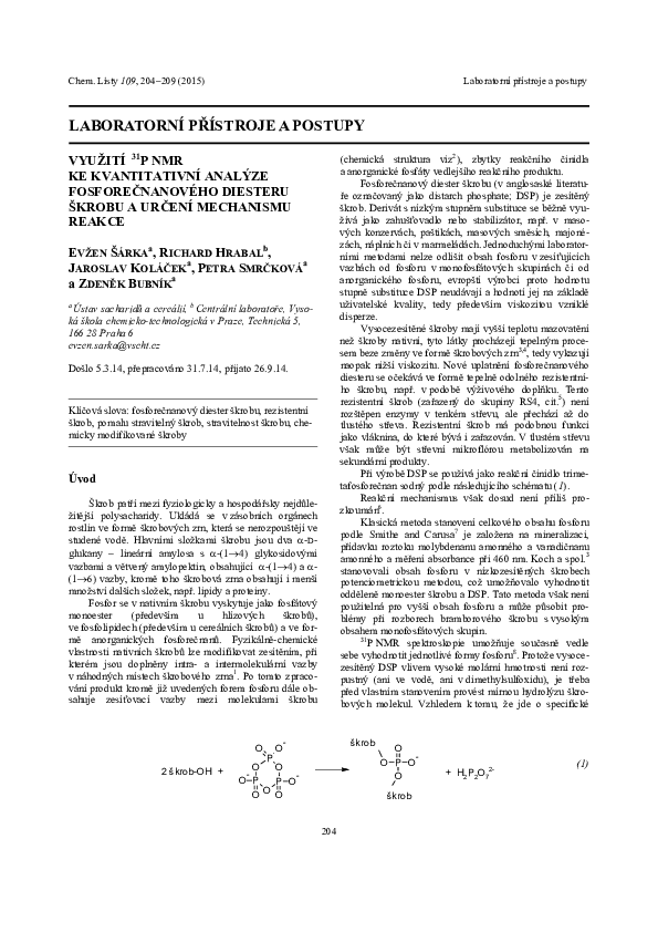 Pdf The Use Of 31p Nmr For Quantitative Analysis Of Distarch