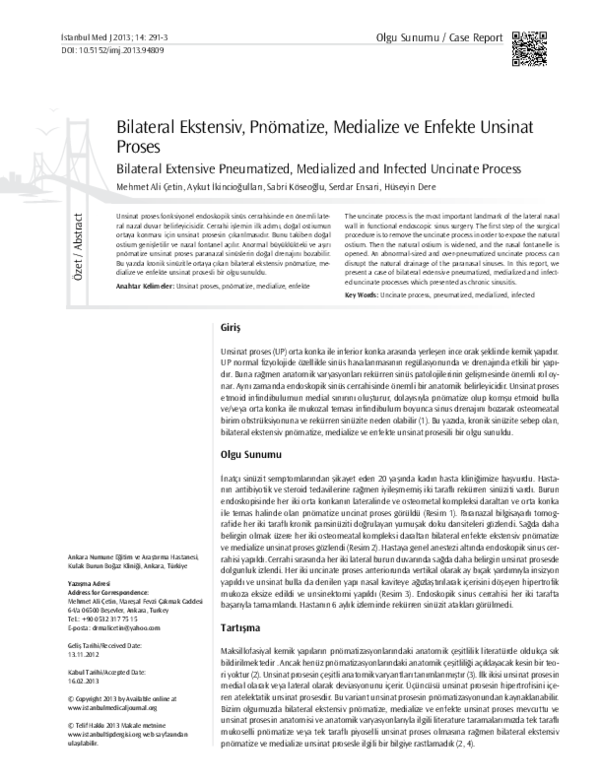 (PDF) Bilateral Extensive Pneumatized, Medialized and Infected Uncinate ...
