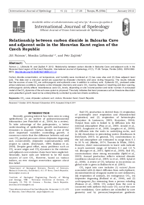 (PDF) Relationship between carbon dioxide in Balcarka Cave and adjacent ...