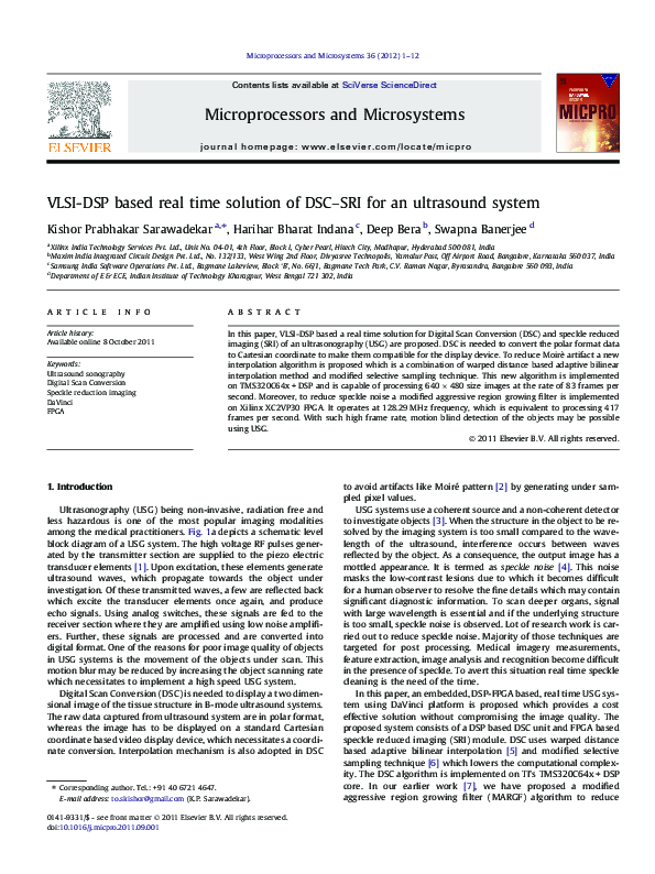 (PDF) VLSI-DSP based real time solution of DSC–SRI for an ultrasound system | Deep Bera ...