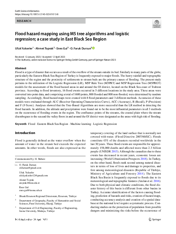 (PDF) Flood hazard mapping using M5 tree algorithms and logistic regression; a case study in ...