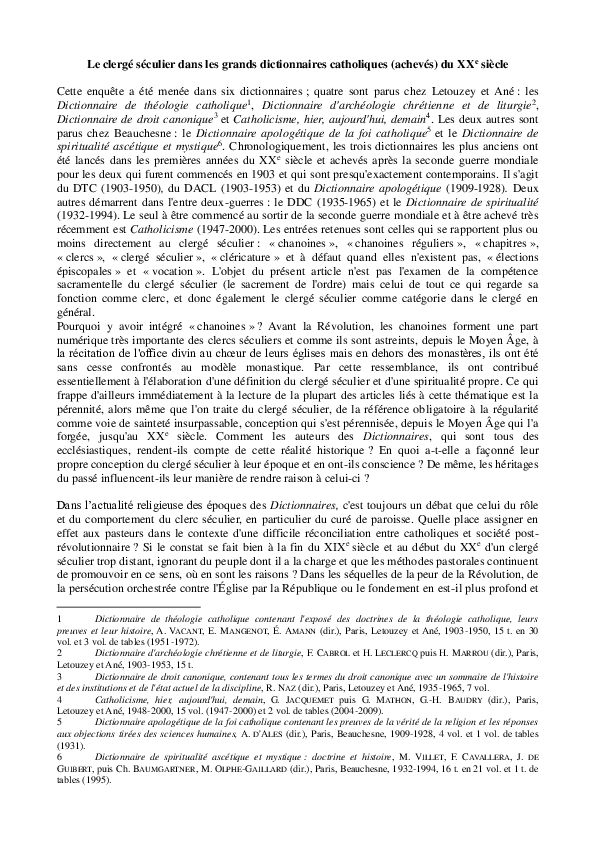 (PDF) Le clergé séculier dans les grands dictionnaires catholiques ...