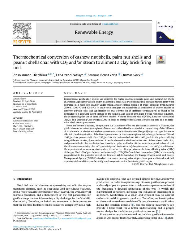 (PDF) Thermochemical conversion of cashew nut shells, palm nut shells ...