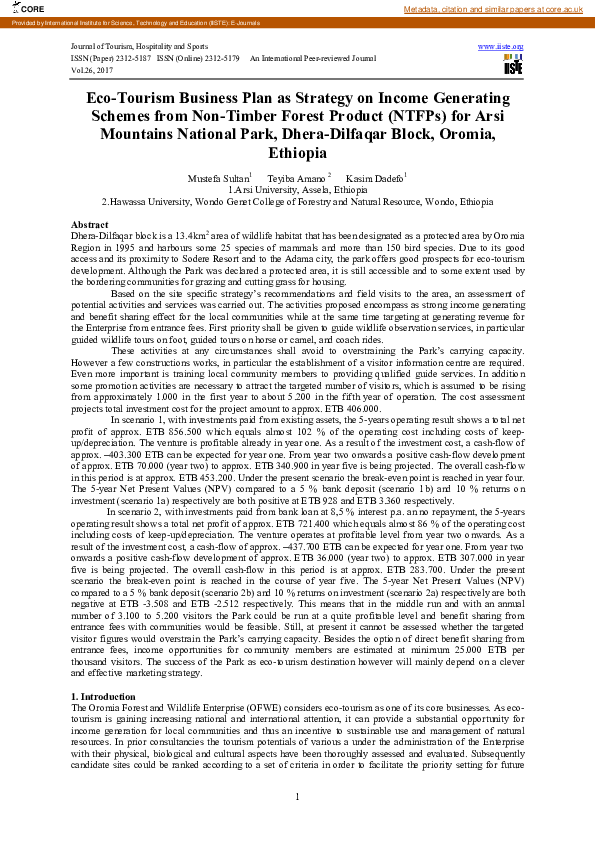 (PDF) Eco-Tourism Business Plan as Strategy on Income Generating ...