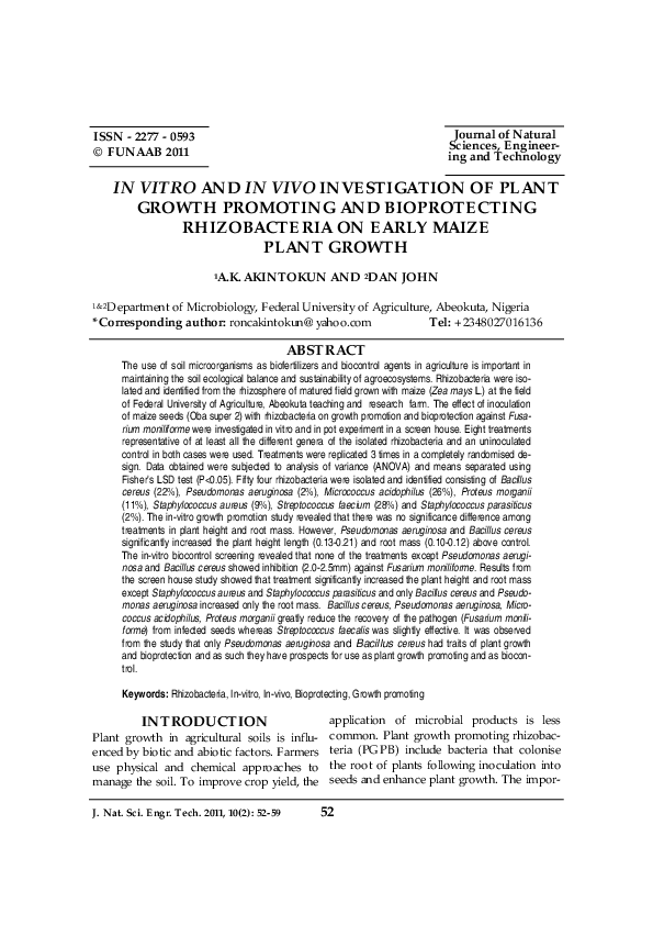 (PDF) In Vitro and in Vivo Investigation of Plant Growth Promoting and ...