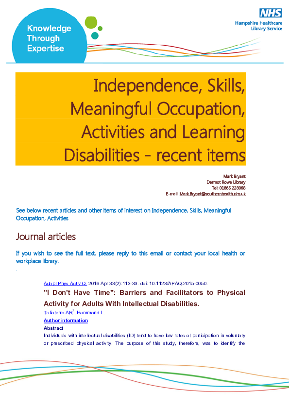 (PDF) “I Don’t Have Time”: Barriers and Facilitators to Physical ...