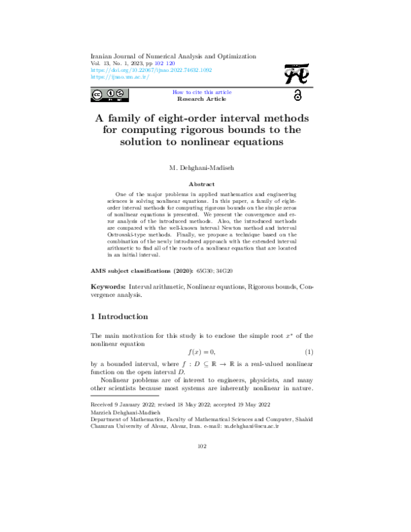 A family of eight-order interval methods for computing rigorous bounds to the solution to ...