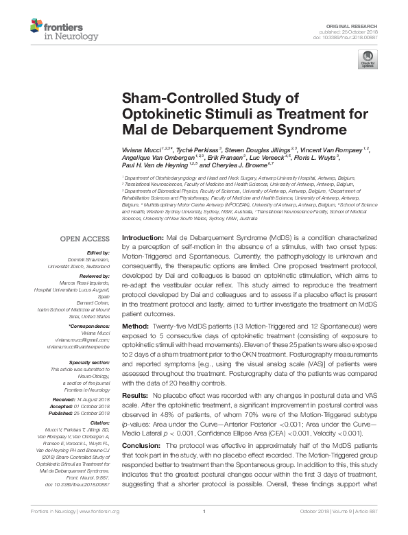 (PDF) Sham-Controlled Study of Optokinetic Stimuli as Treatment for Mal ...