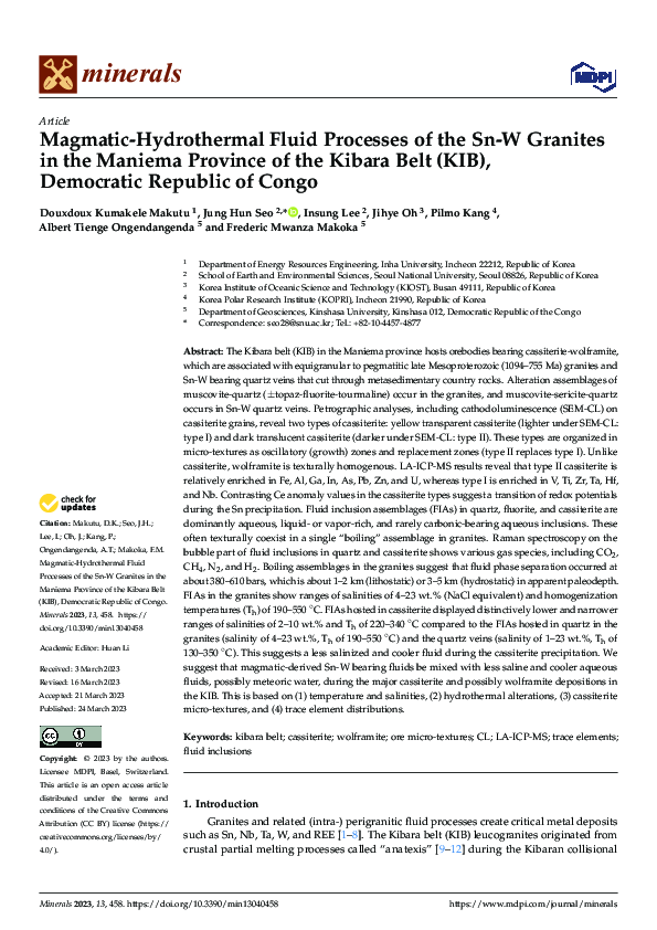 (PDF) Magmatic-Hydrothermal Fluid Processes of the Sn-W Granites in the ...