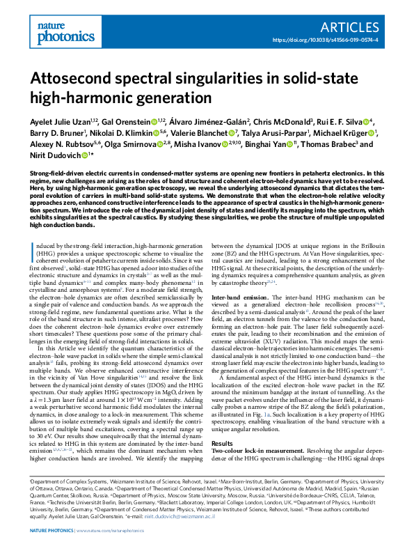 (PDF) Attosecond spectral singularities in solid-state high-harmonic ...