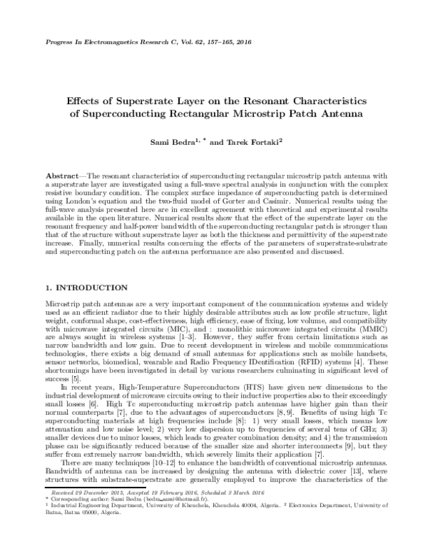 Pdf Effects Of Superstrate Layer On The Resonant Characteristics Of