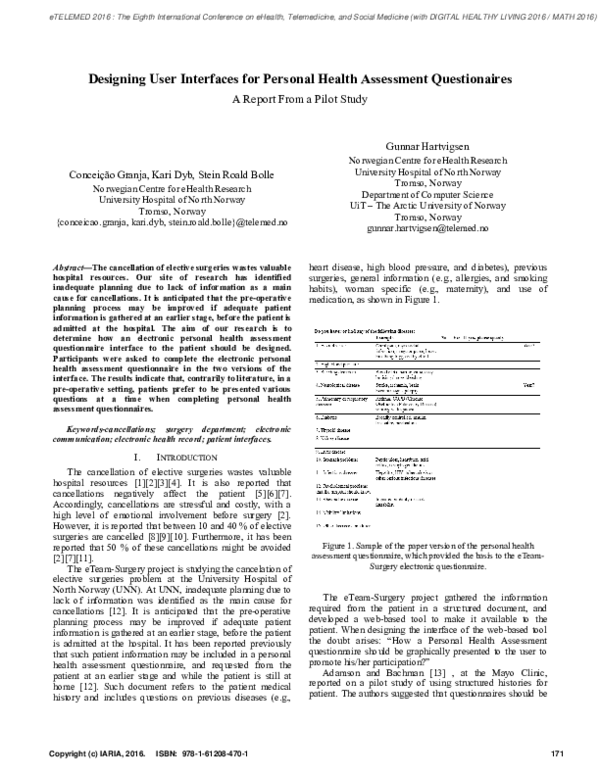 (PDF) Designing User Interfaces for Personal Health Assessment ...
