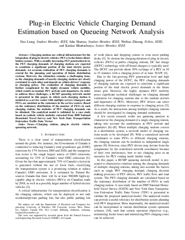 Pdf Plug In Electric Vehicle Charging Demand Estimation Based On Queueing Network Analysis