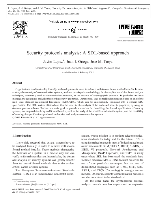 Pdf Security Protocols Analysis A Sdl Based Approach