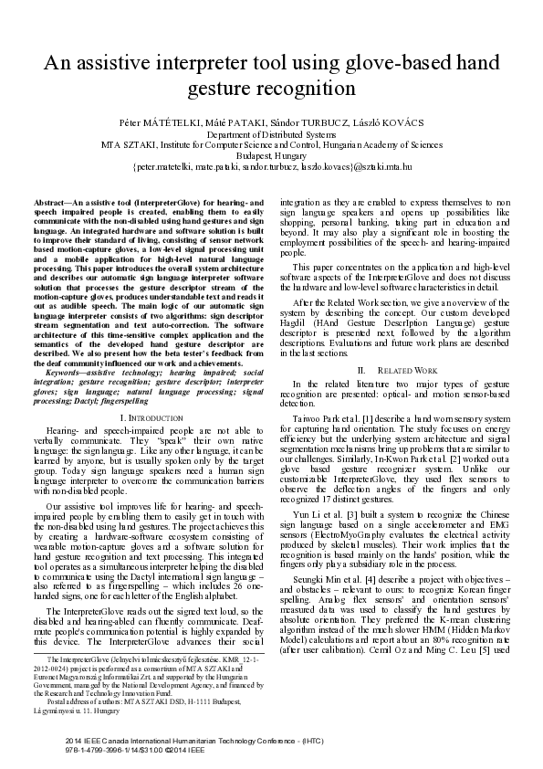 (PDF) An assistive interpreter tool using glove-based hand gesture ...