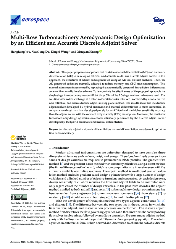 (PDF) Multi-Row Turbomachinery Aerodynamic Design Optimization by an Efficient and Accurate ...