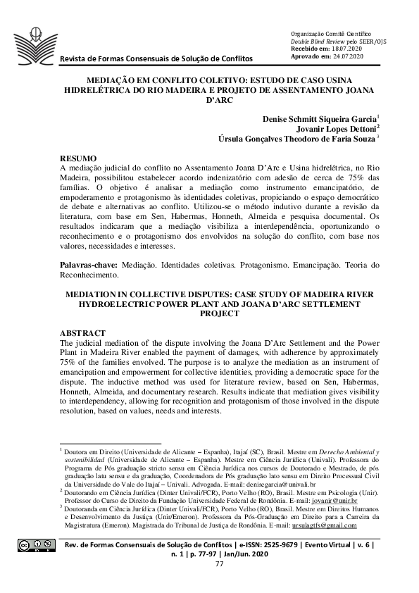 (PDF) Mediação Em Conflito Coletivo: Estudo De Caso Usina Hidrelétrica ...