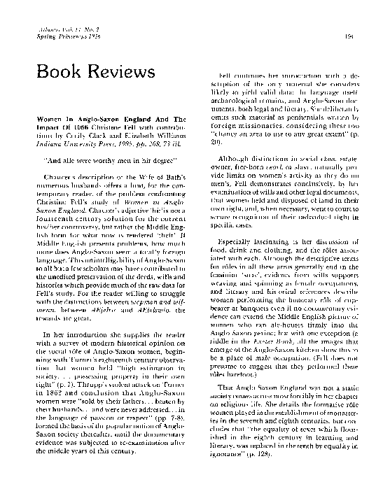 (PDF) Women In Anglo-Saxon England And The Impact Of 1066.Christine ...