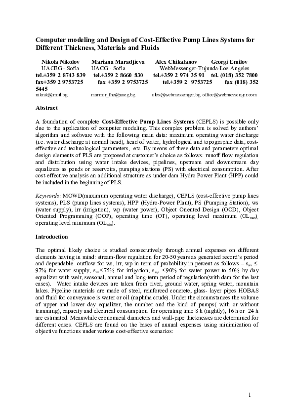 (PDF) Computer modeling and Design of Cost-Effective Pump Lines Systems for Different Thickness ...