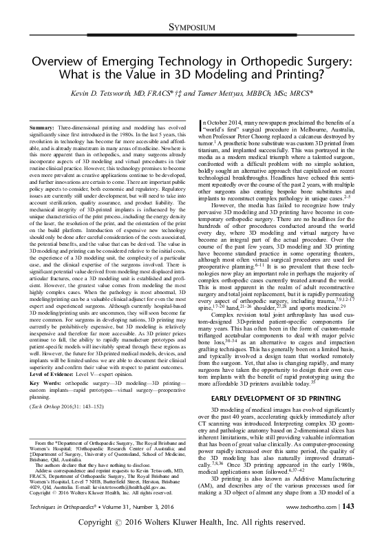 (PDF) Overview of Emerging Technology in Orthopedic Surgery: What is ...