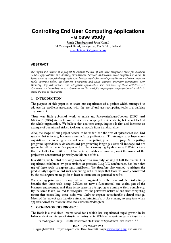 (PDF) Controlling End User Computing Applications - a case study