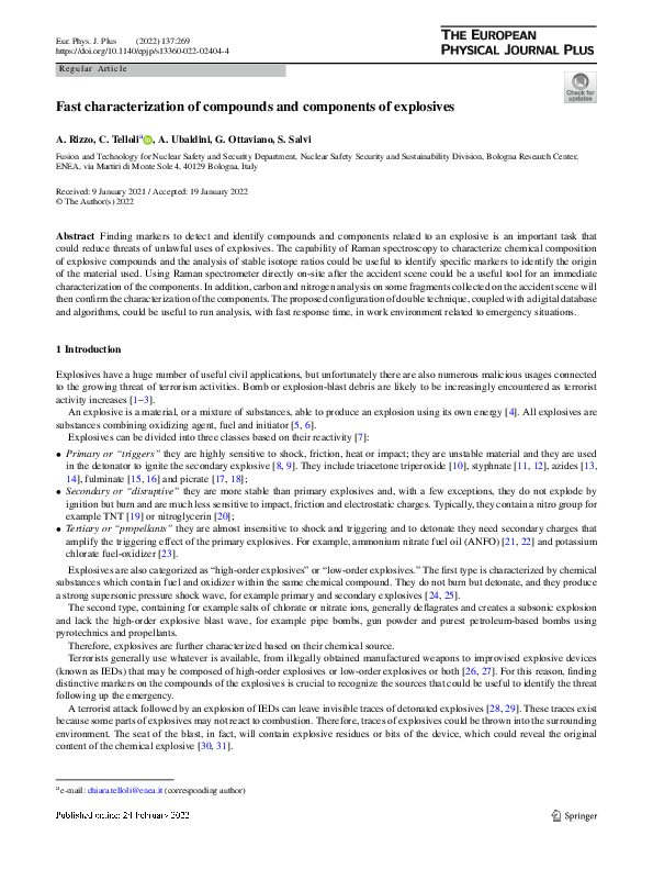 (PDF) Fast characterization of compounds and components of explosives
