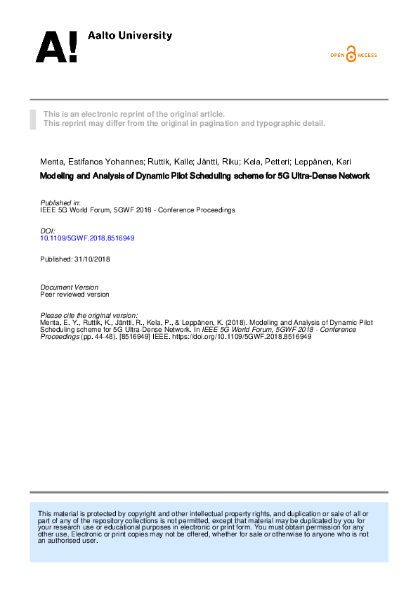 Pdf Modeling And Analysis Of Dynamic Pilot Scheduling Scheme For 5g