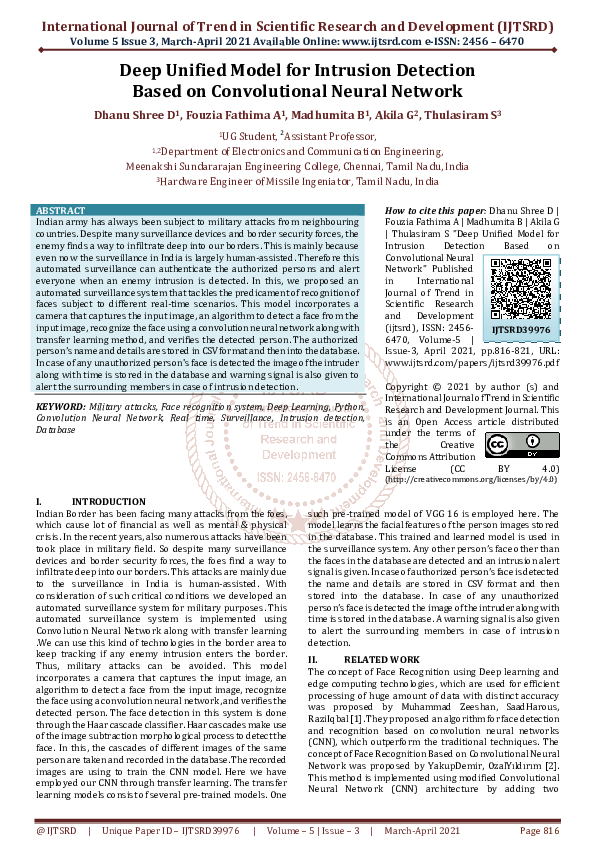 (PDF) Deep Unified Model for Intrusion Detection Based on Convolutional Neural Network