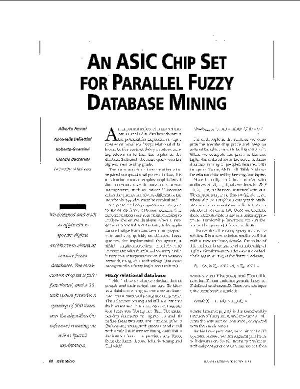 (PDF) An ASIC chip set for parallel fuzzy database mining