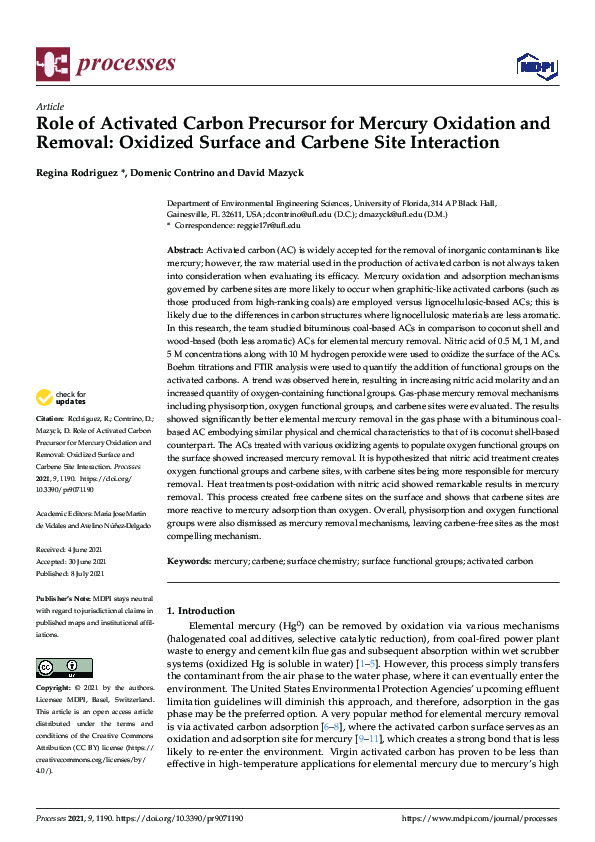 (PDF) Role of Activated Carbon Precursor for Mercury Oxidation and ...