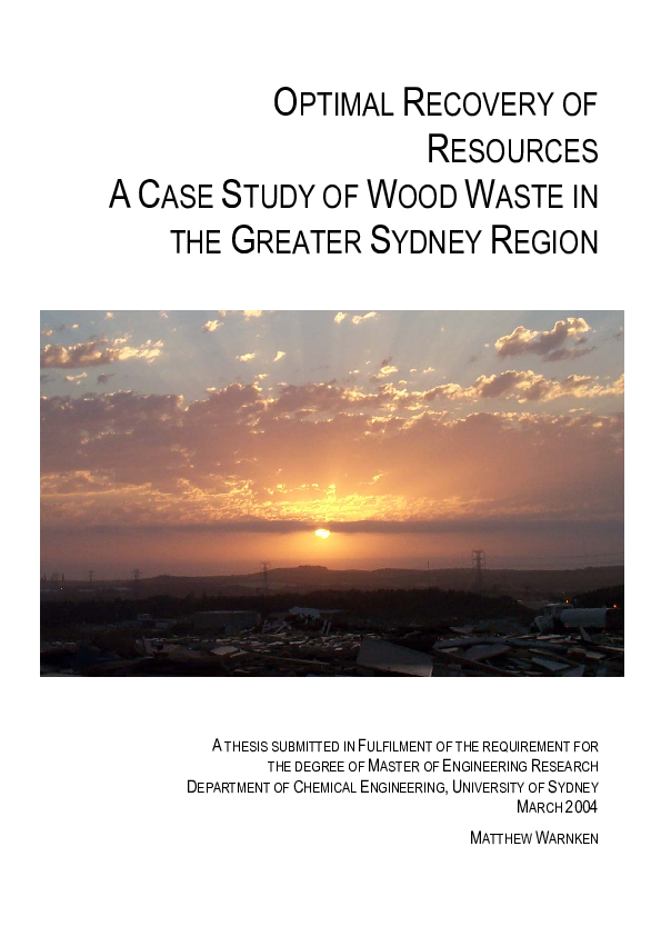 (PDF) Optimal Recovery of Resources: a Case Study of Wood Waste in the ...