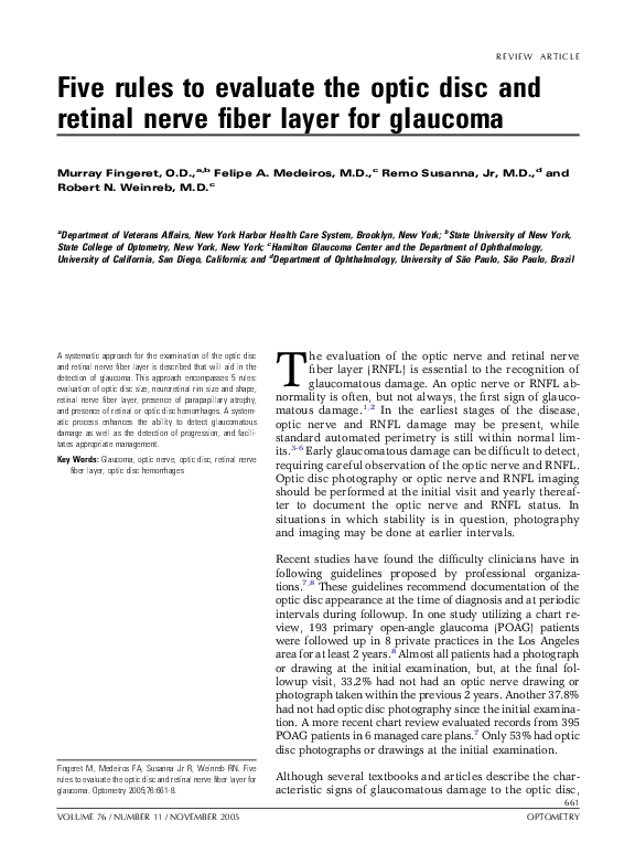(PDF) Five rules to evaluate the optic disc and retinal nerve fiber ...