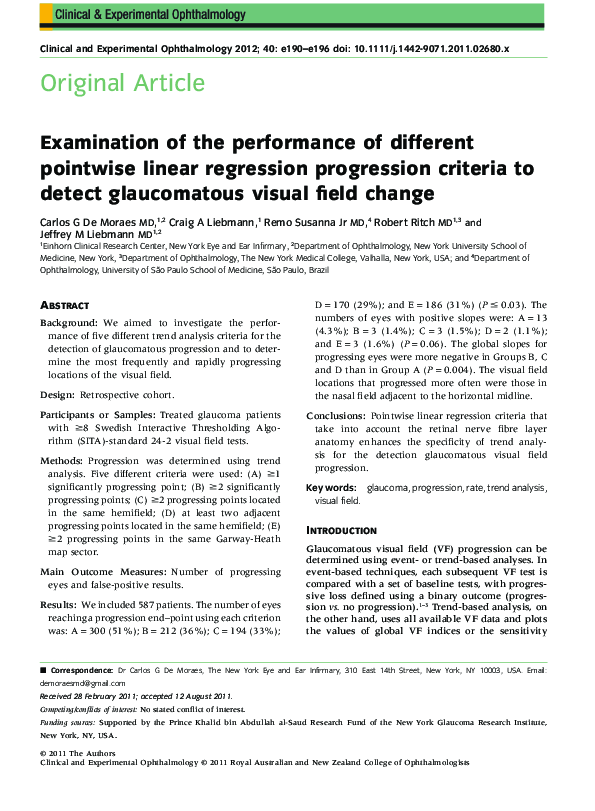 (PDF) Examination of the performance of different pointwise linear regression progression ...