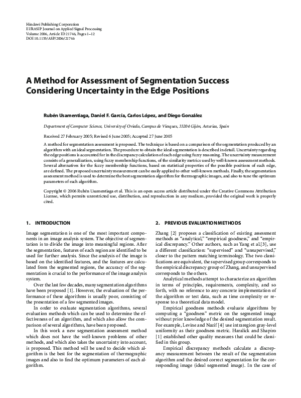 (PDF) Segmentation Assessment Method Incorporating Edge Uncertainty