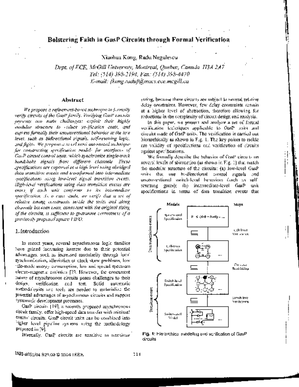 (PDF) Bolstering faith in GasP circuits through formal verification