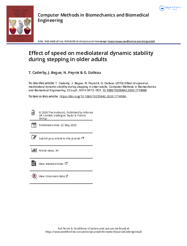(PDF) Effect of speed on mediolateral dynamic stability during stepping in older adults