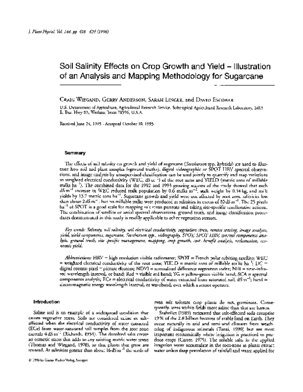 (PDF) Soil Salinity Effects on Crop Growth and Yield - Illustration of an Analysis and Mapping ...