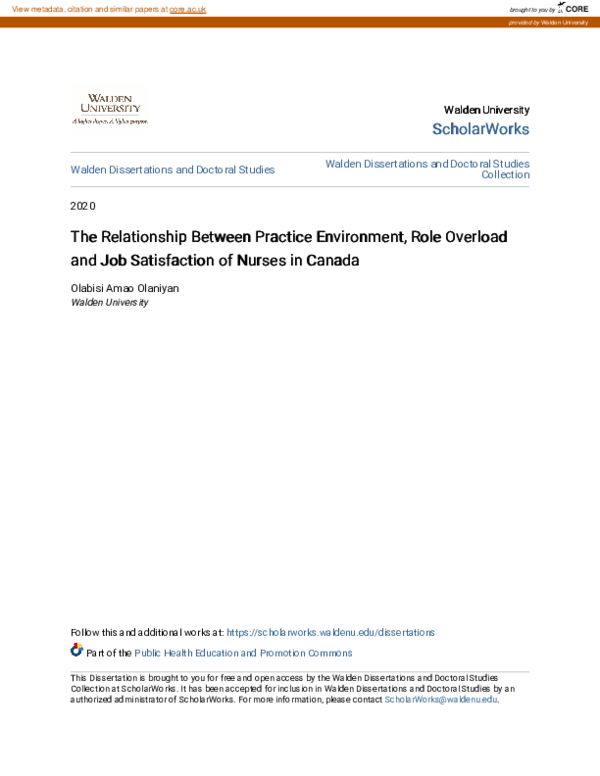 (PDF) The Relationship Between Practice Environment, Role Overload and ...