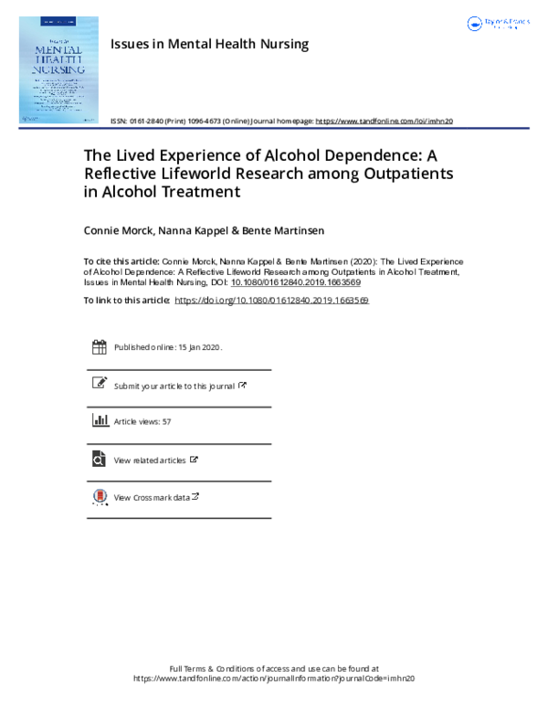 (PDF) The Lived Experience of Alcohol Dependence: A Reflective ...